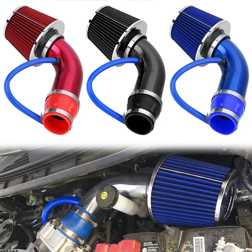 Car Universal 3" 76mm Air Filter & Cold Air Intake Pipe Turbo Induction ...