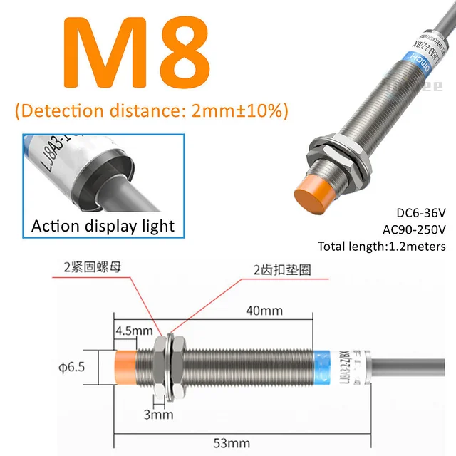 Yellow Approach Sensor inductive proximity sensor switch M8 M12 M18 30 ...