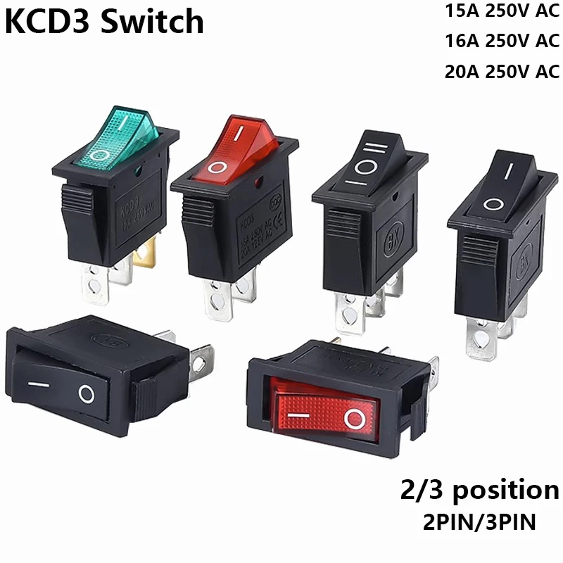 1PCS-KCD3-Rocker-Switch-ON-OFF-ON-OFF-ON-2-Position-3Pins-Electrical ...