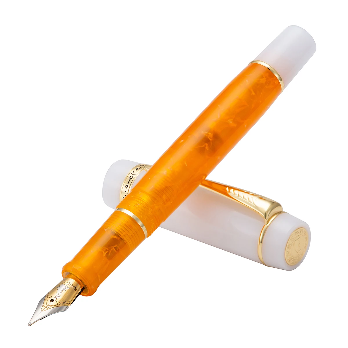 Kaigelu-316-Mini-Fountain-Pen-Acrylic-Beautiful-Orange-White-Iridium-EF ...