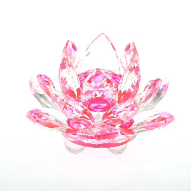 Quartz Crystal Lotus Flower Crafts Glass Paperweight Fengshui Ornaments ...