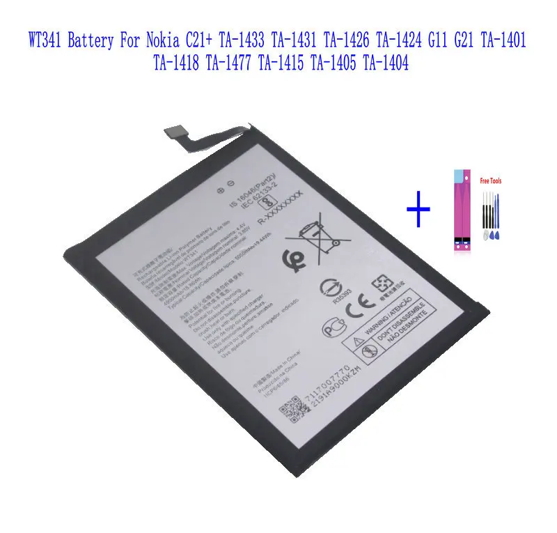 1x-5050mAh-WT341-Battery-For-Nokia-G11-G21-C21-TA-1433-TA-1431-TA-1426 ...