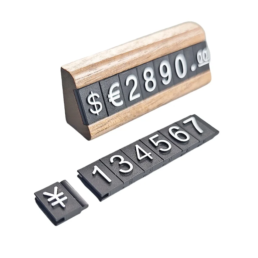 1Pack Plastic Jewelry Number Price Change Bar Strip Display Solid Wood ...