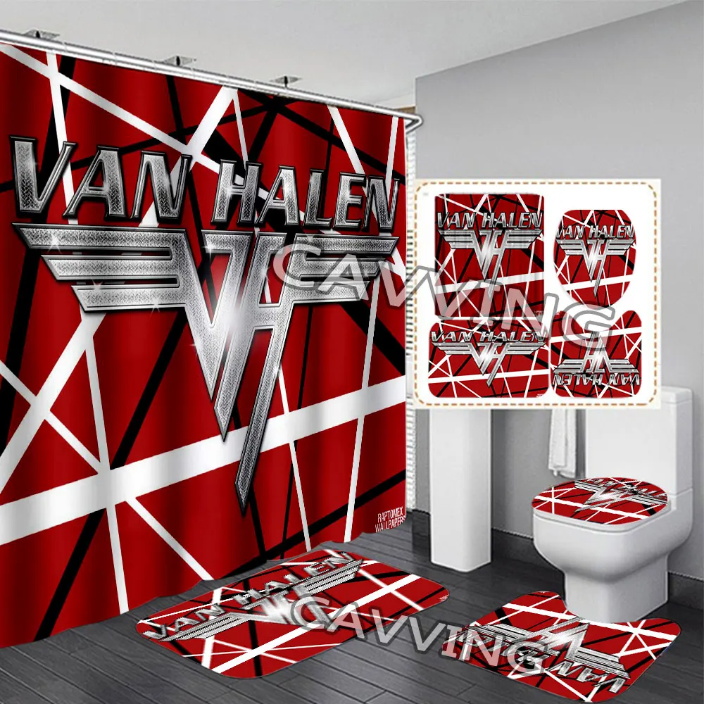 Van Halen Band 3D duş perdeleri su geçirmez banyo perde kaymaz banyo ...
