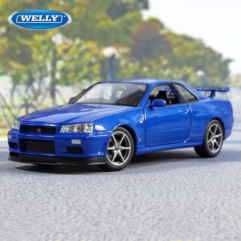 Welly-1-24-Nissan-Skyline-GTR-R34-Alloy-Sports-Car-Model-Simulation ...