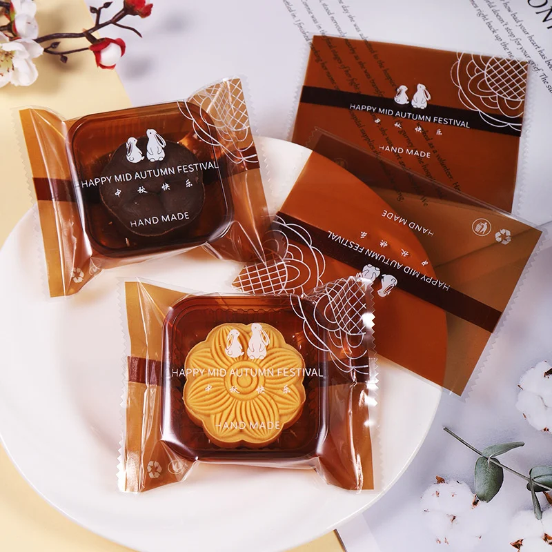 100pcs Creative Coffee Color Mooncake Packaging Bags 50g/80g/100g ...