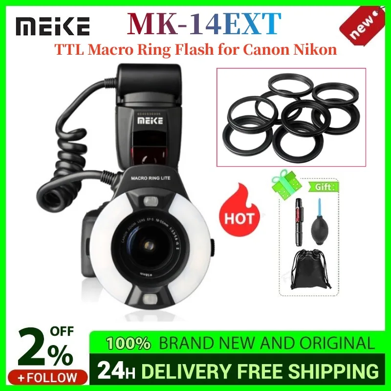 Meike-MK-14EXT-TTL-Macro-Ring-Flash-Light-Speedlite-with-LED-AF-Assist ...