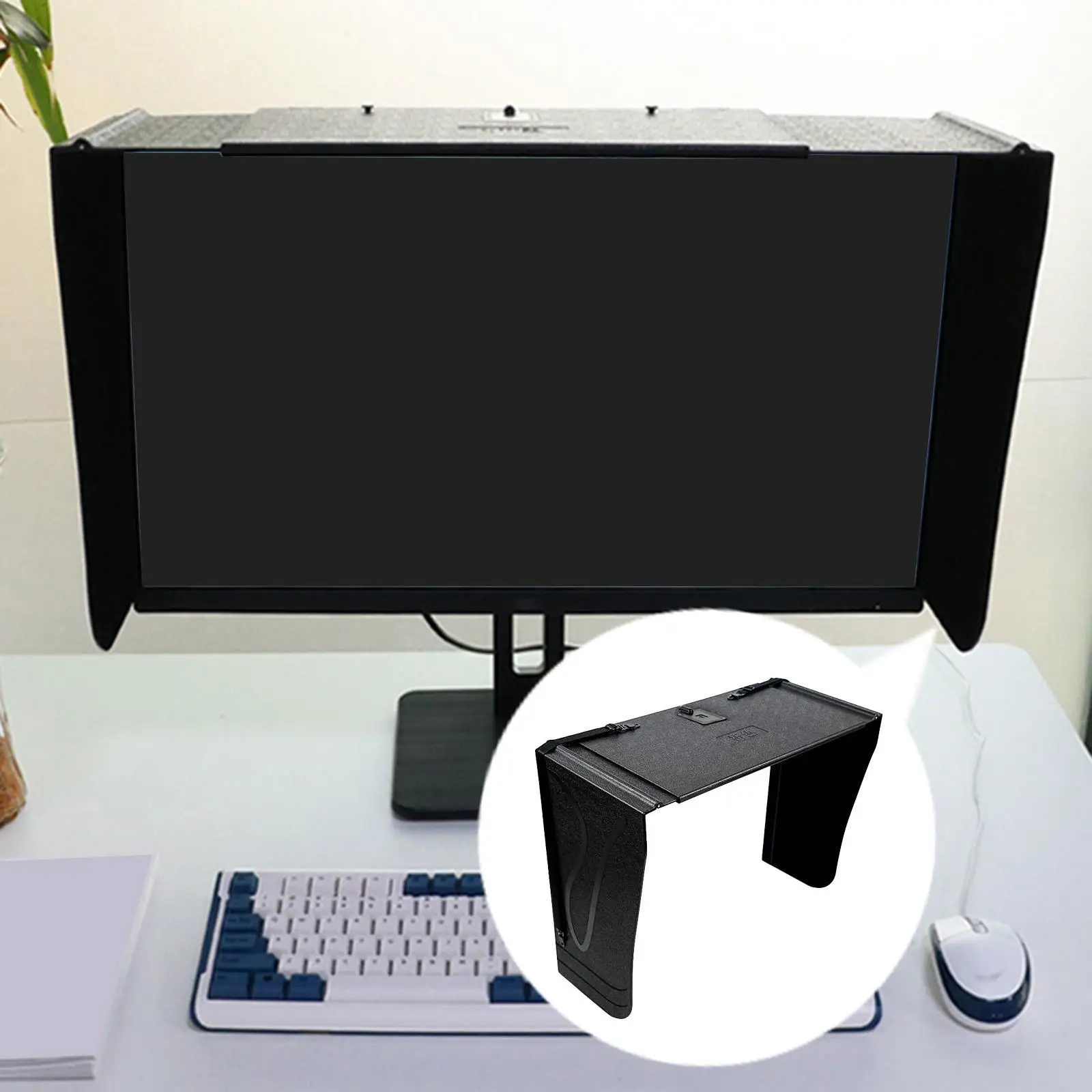 Monitor Light Hood Width Adjustable 41cm-71cm Fits 17"-27" Screens ...