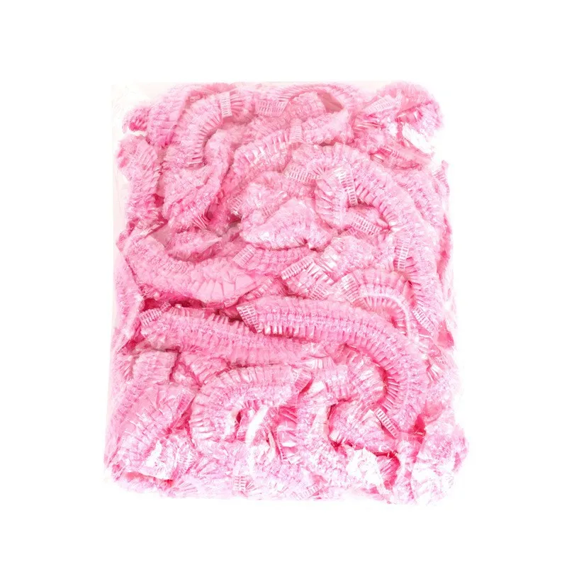 100pcs-set-Disposable-Plastic-Shower-Hair-Cap-Women-Waterproof-Pink-Spa ...