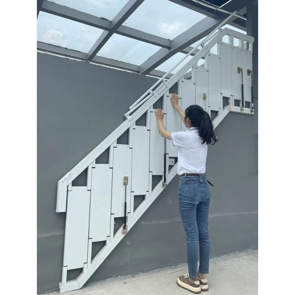 Escalera-plegable-contra-la-pared-d-plex-para-el-hogar-tico-interior-de ...