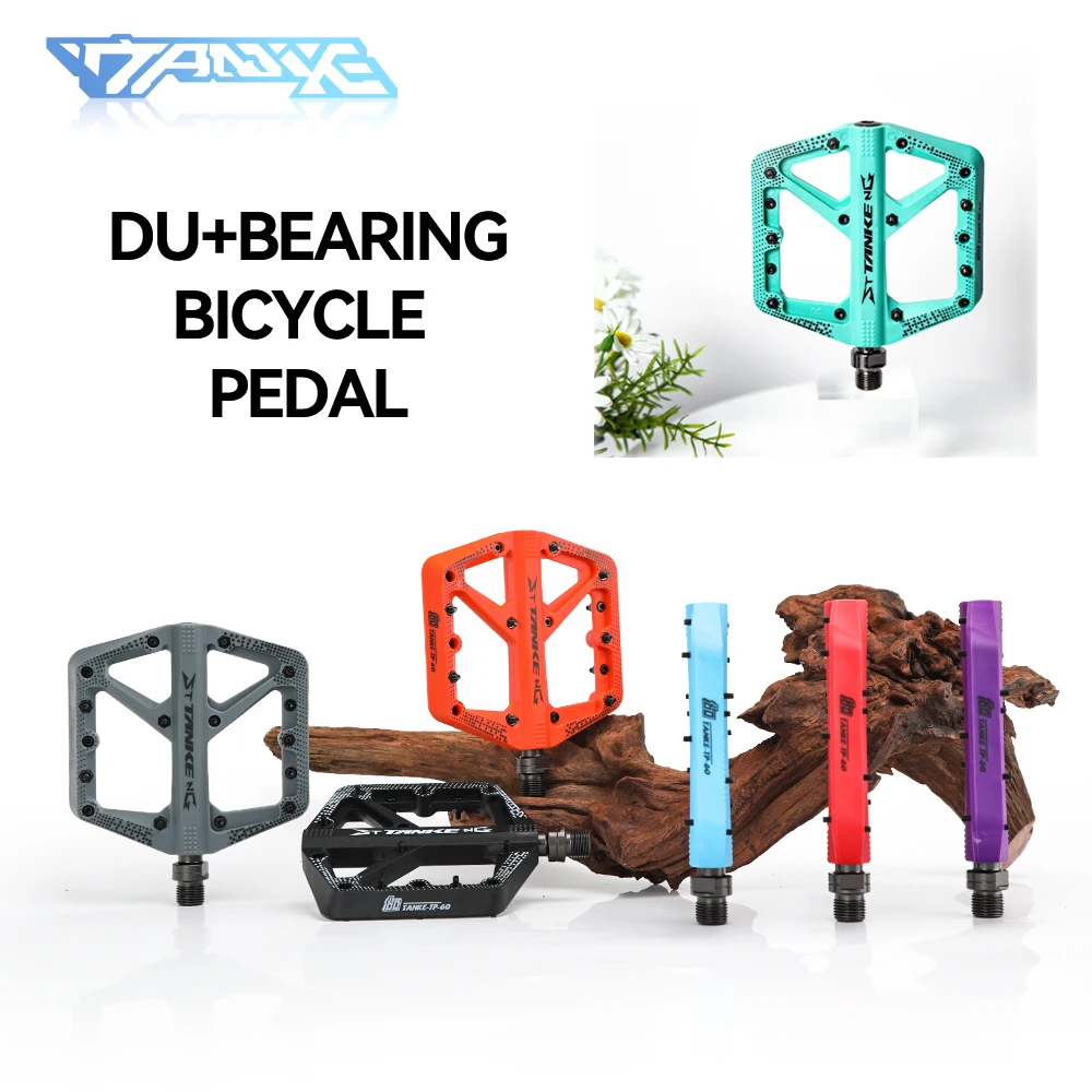 TANKE MTB Bike Nylon Pedal Widen Non-slip DU+1 Bearing Bicycle Mountain ...