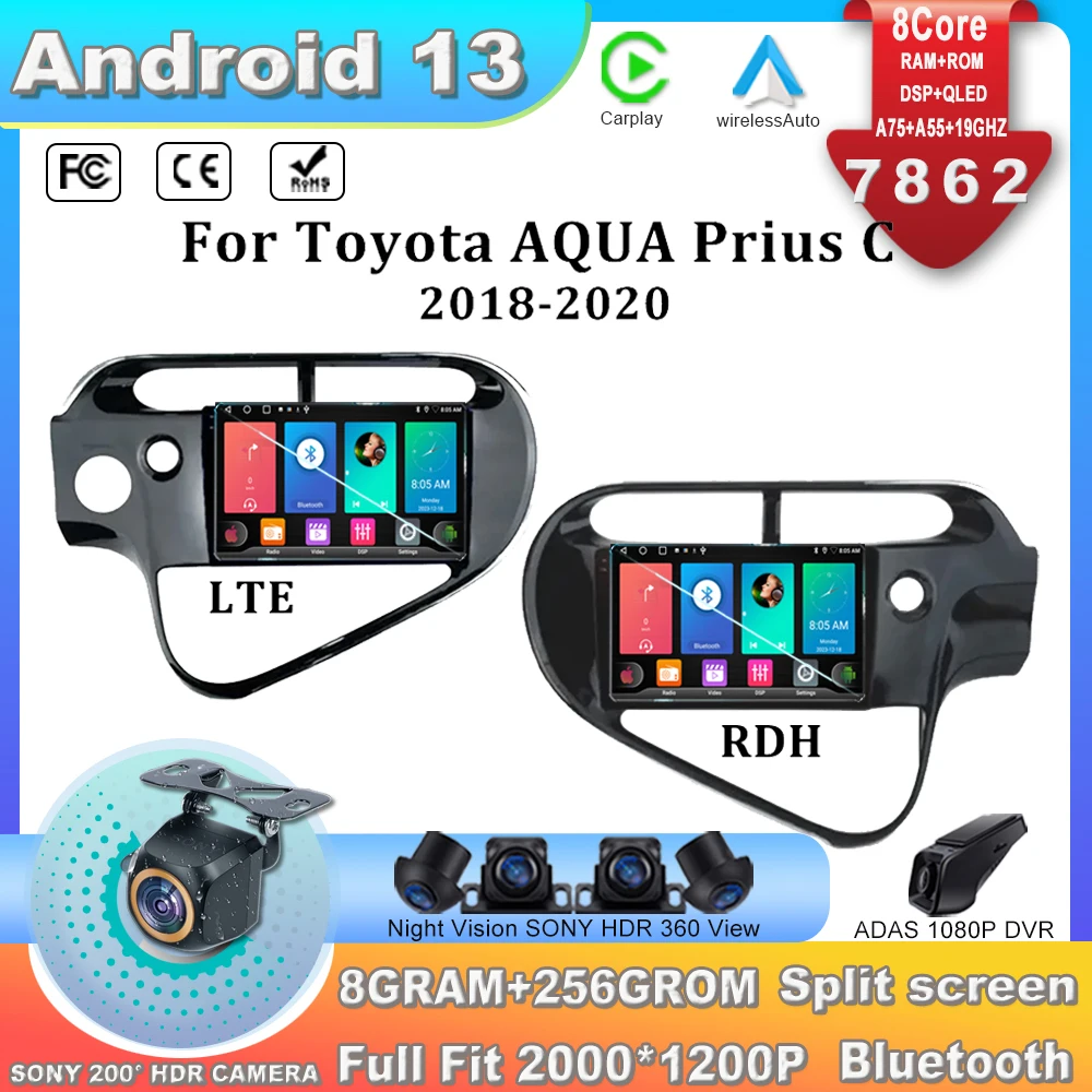 For-Toyota-AQUA-Prius-C-2018-2020-Android-13-7862CPU-Multimedia-Car ...