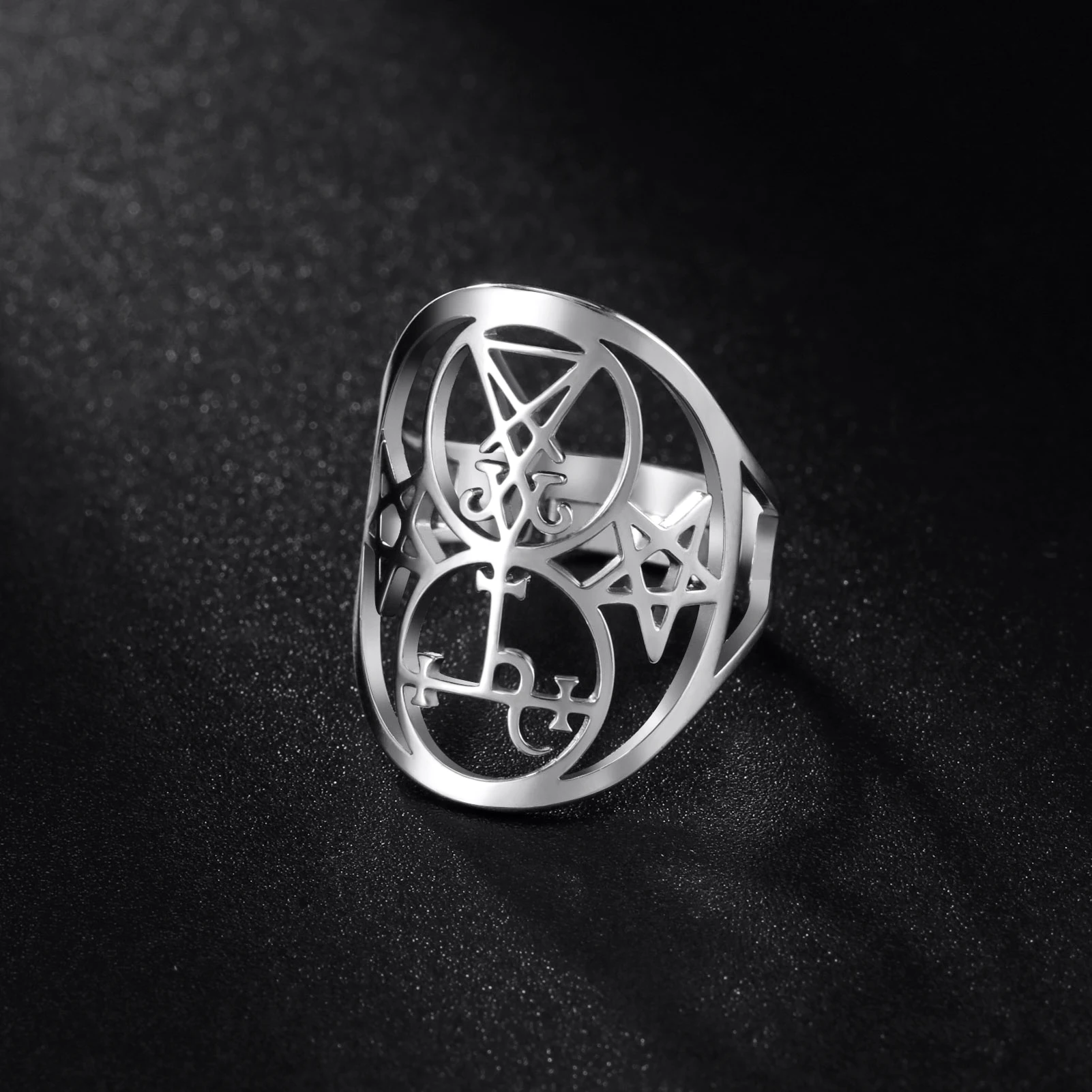 Demon Seal Geometric Ring Lucifer Sigil of Lilith Adjustable Women ...