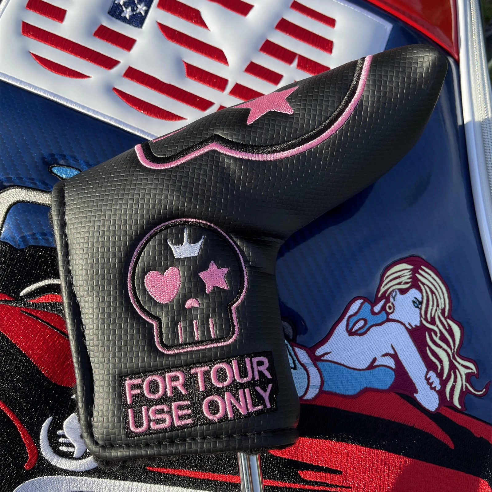 PU-Leather-Golf-Putter-Headcover-Black-Pink-Calong-Skull-Blade-Cover ...