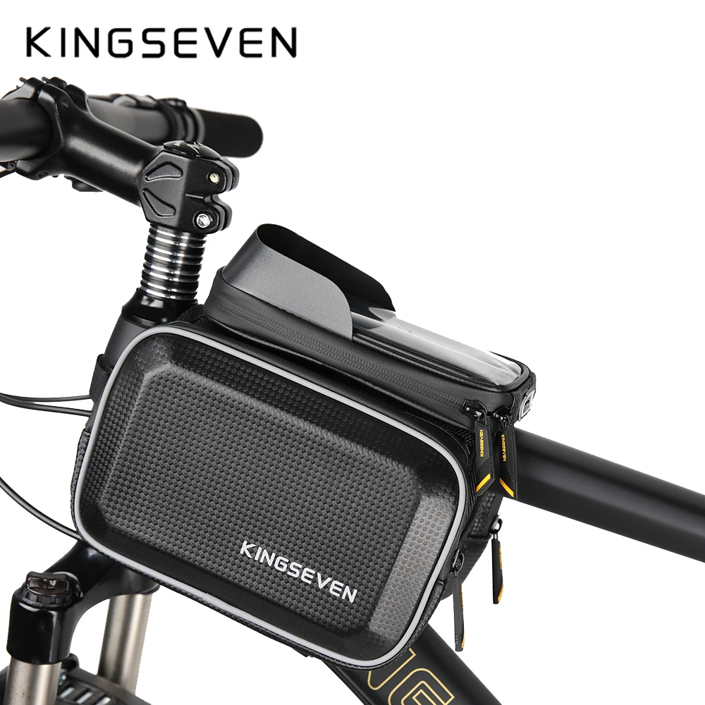 Kingseven 방수 자전거 가방 Mtb 전면 상단 튜브 프레임 자전거 가방 민감한 터치 스크린 사이클링 전화 케이스 자전거 액세서리