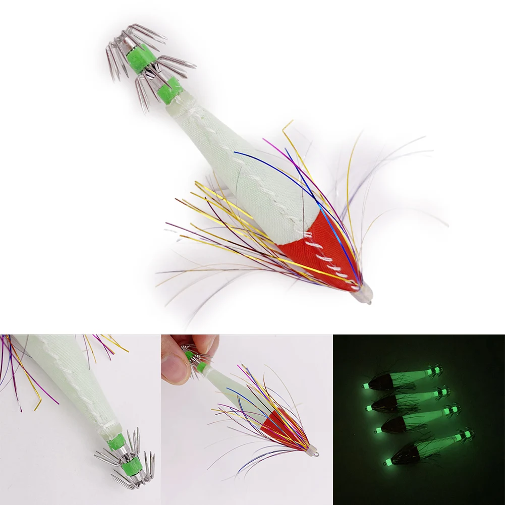 1pc-6g-11cm-Fishing-Bait-Luminous-Wooden-Shrimp-Squid-Hook-Fake ...