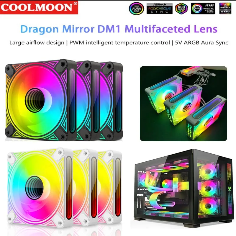 COOLMOON-DM1-120mm-PC-Case-Fans-5V-3PIN-ARGB-Aura-Sync-Luminous ...