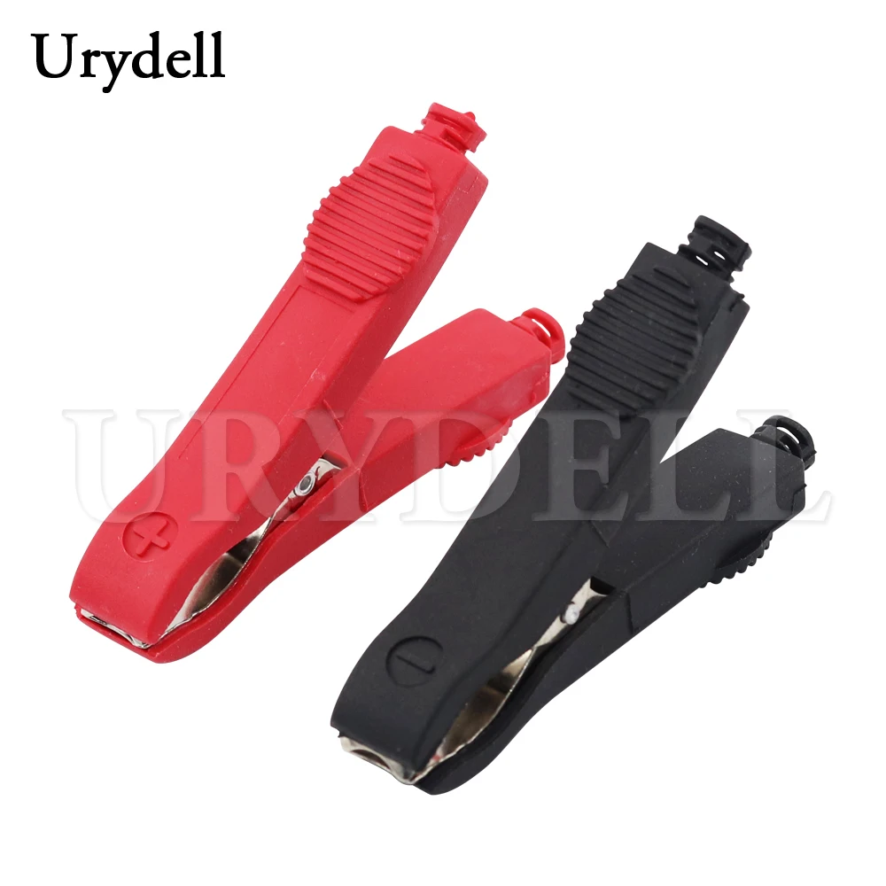 2pcs 35A Insulated Crocodile Clips 76mm Red Black Electrical Connection ...