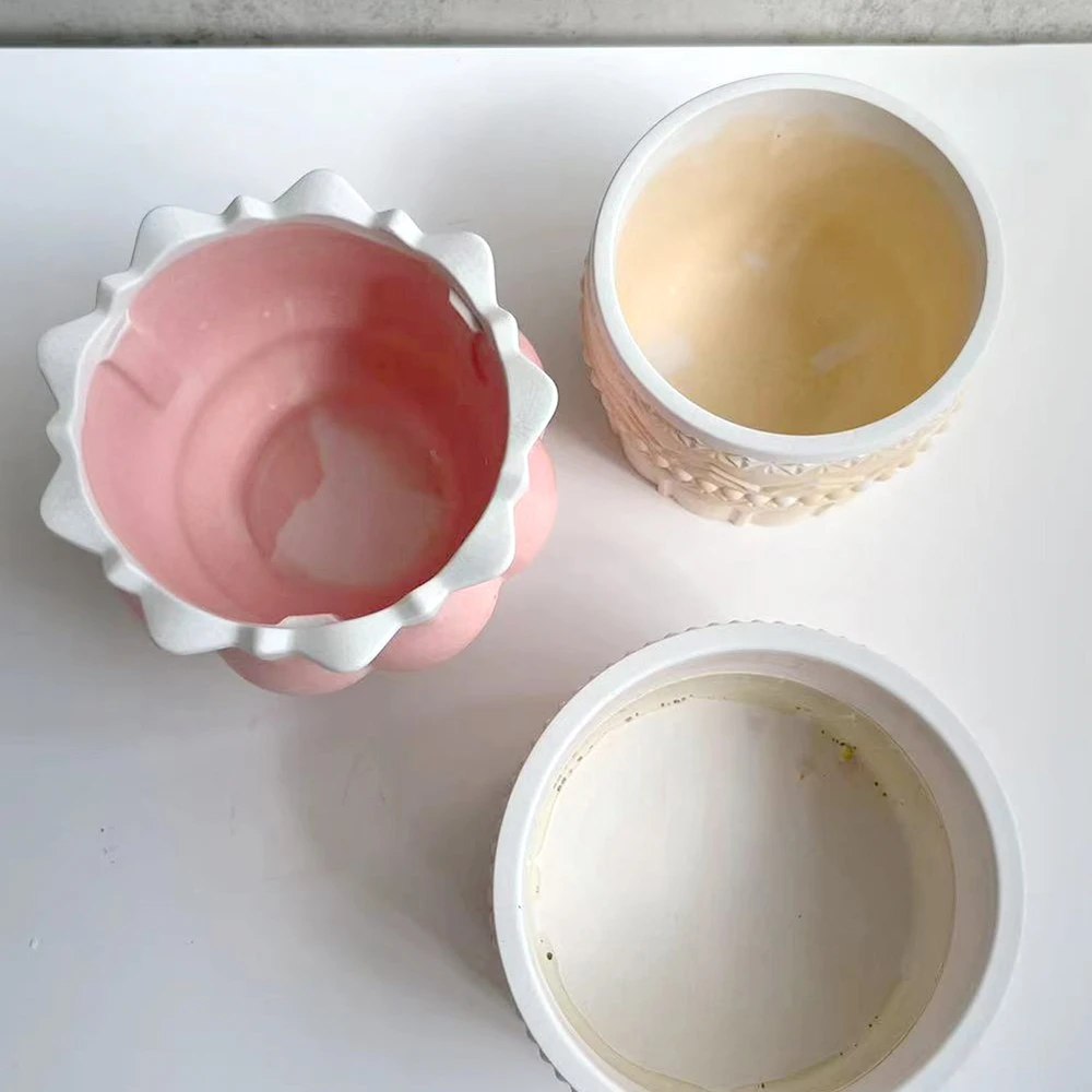 Moule à modeler - masse,Moules en Silicone pour pot de bougie en gypse ...
