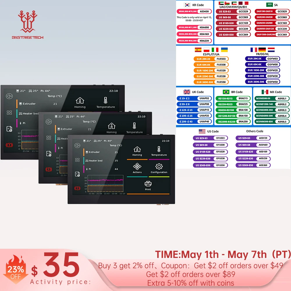 BIGTREETECH-PITFT50-PITFT43-PITFT70-DSI-Touch-Screen-capacitivo-Display-LCD-Raspberry-PI-per ...
