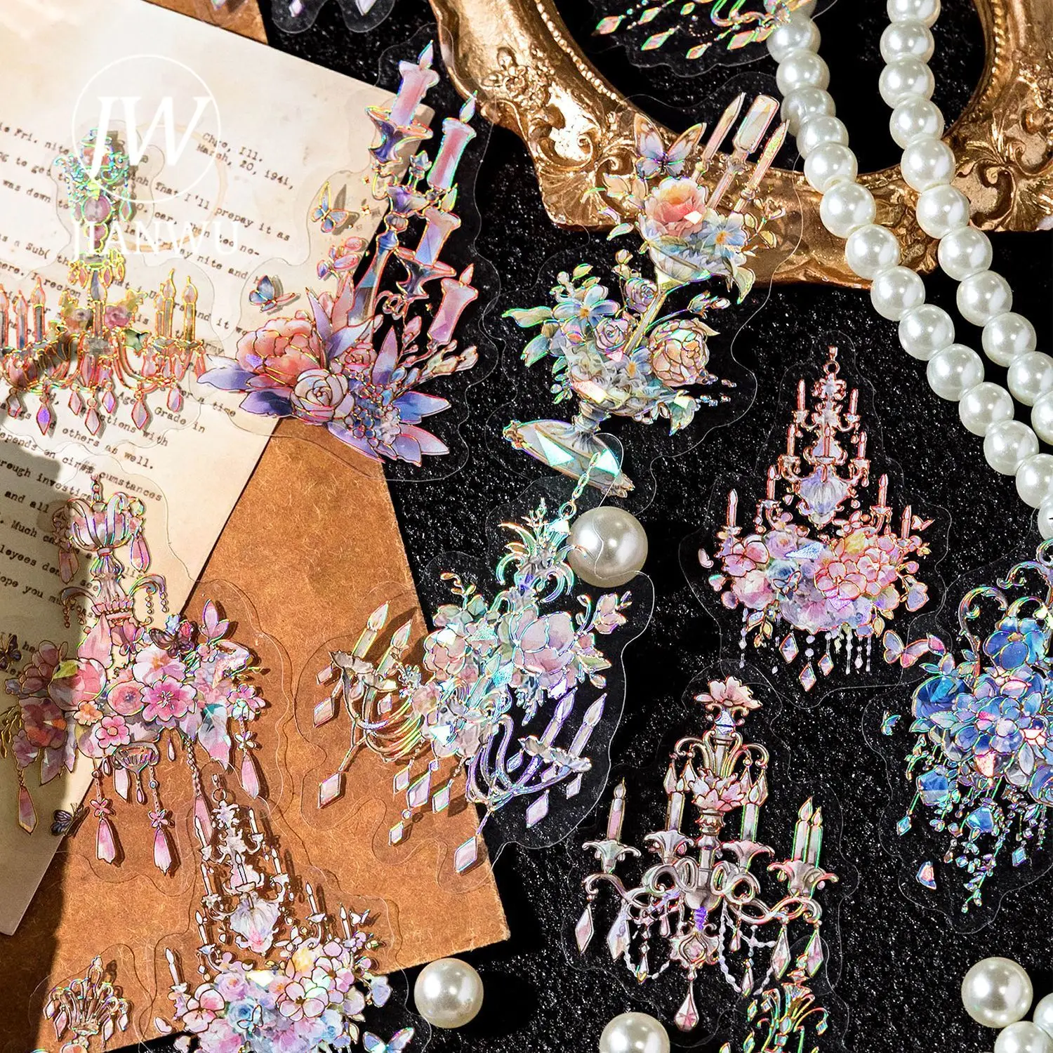 JIANWU 20 Sheets Antique Gilding Series Vintage Laser Gold Material ...