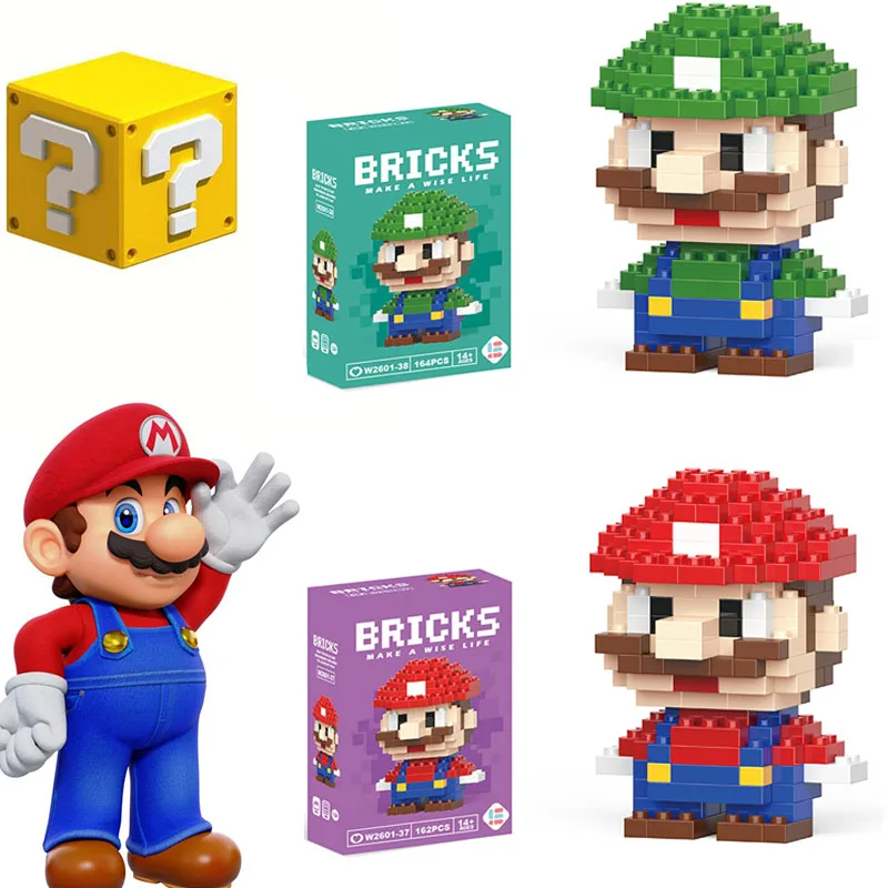 Mario-Bros-Building-Blocks-Anime-Game-Character-Luigi-Pikachu-Assembled ...