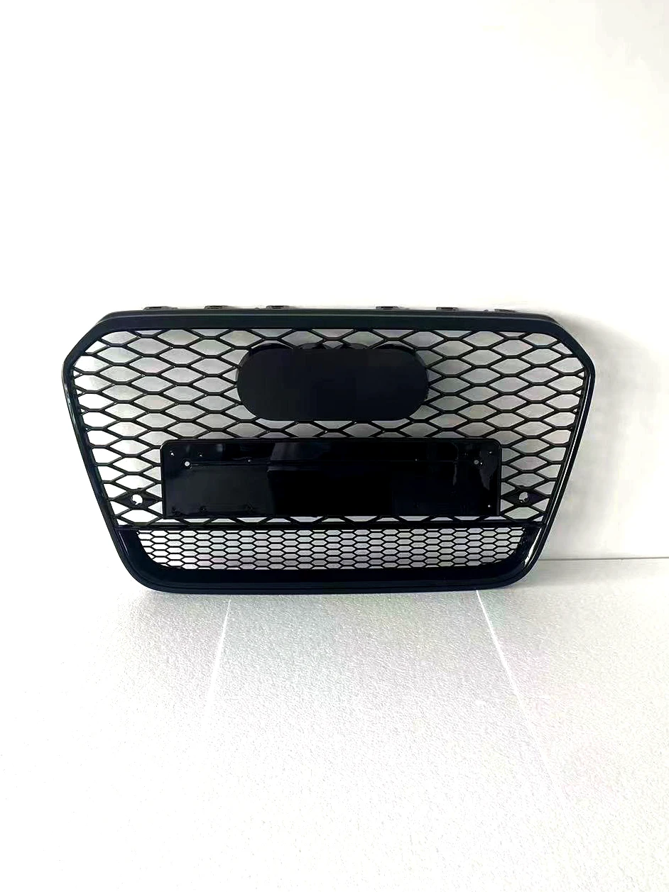 For-RS6-Style-Front-Sport-Hex-Mesh-Honeycomb-Hood-Grill-Black-For-Audi ...