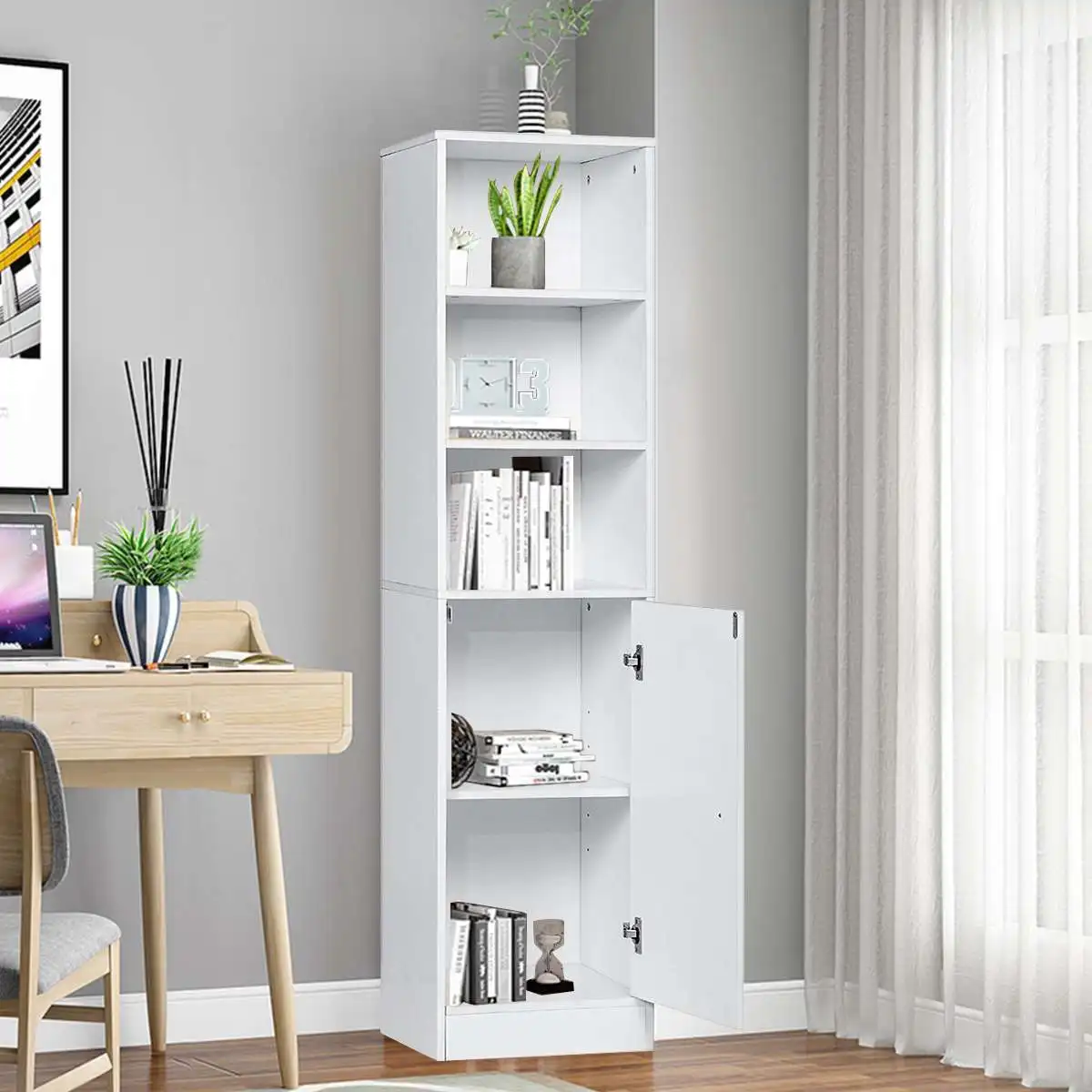 New Bathroom Cabinet Bathroom Cupboard 1 Door 3 Shelves Floor Mounted ...