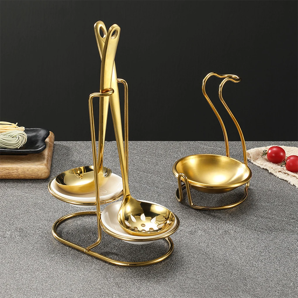 Stainless-Steel-Spoon-Rest-Holder-Rack-Kitchen-Organizer-Vertical-Gold ...
