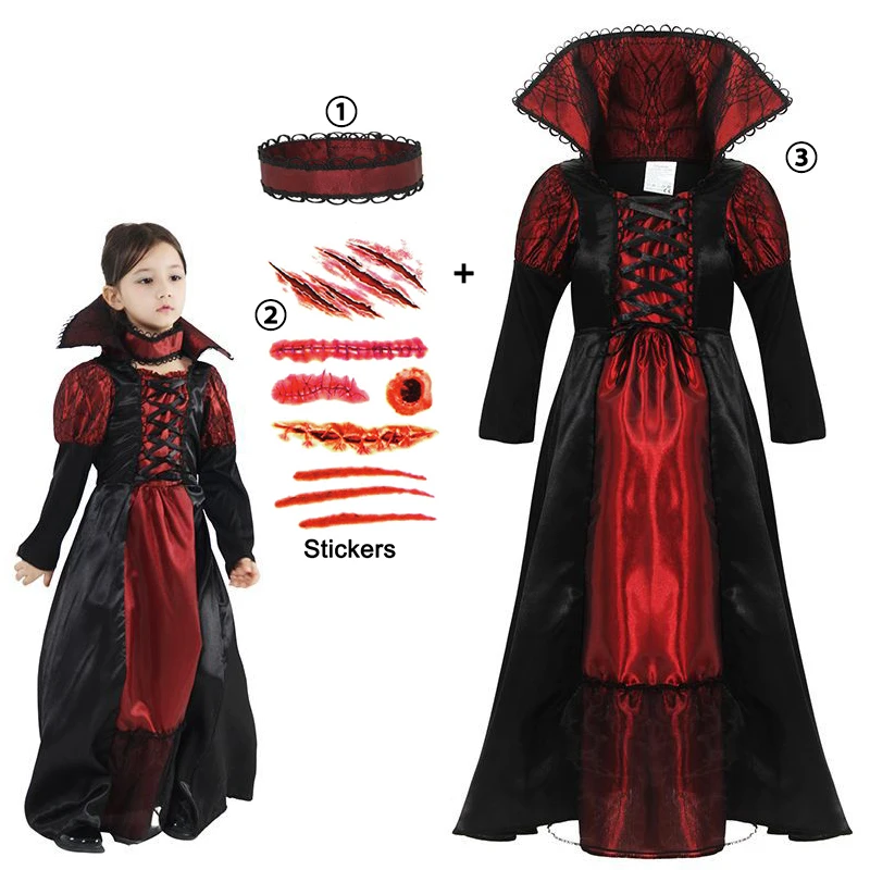 Vestido-de-vampiro-para-ni-as-disfraz-g-tico-de-vampiro-diablo-y-murci ...