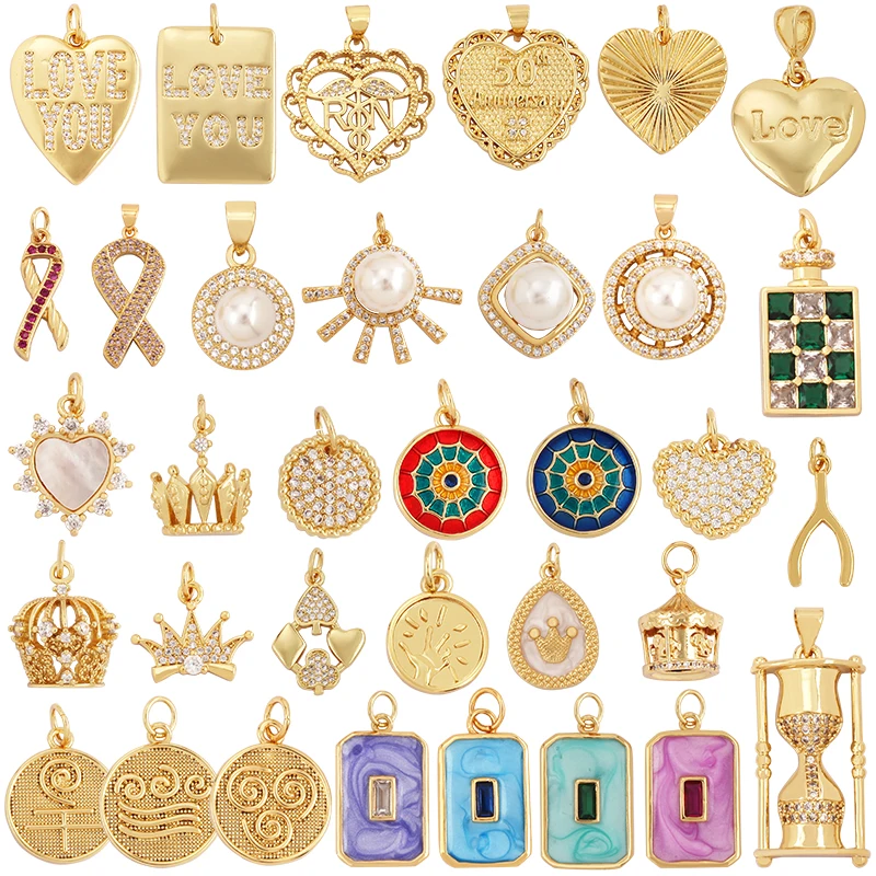 Abalorio-colgante-de-circonia-c-bica-corona-ca-da-de-aceite-de-esmalte ...