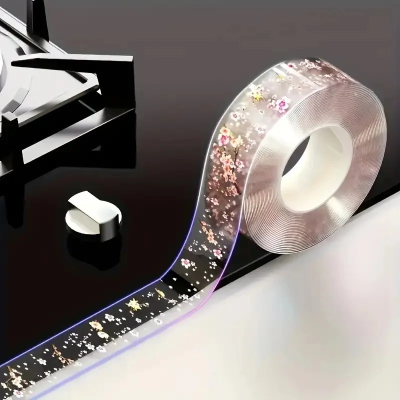 Kitchen-Waterproof-Sticker-Peach-Blossom-Pattern-Transparent-Kitchen ...