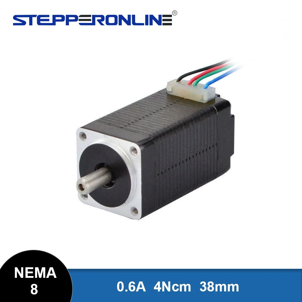 STEPPERONLINE Mini Nema 8 Stepper Motor 38mm 1.8deg Bipolar 0.6A 4Ncm/5 ...