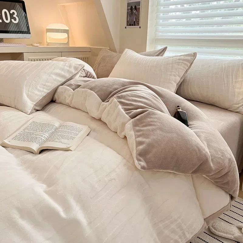 High-Density-Milk-Fleece-Winter-Warm-Duvet-Cover-Set-with-Bed-Sheet ...