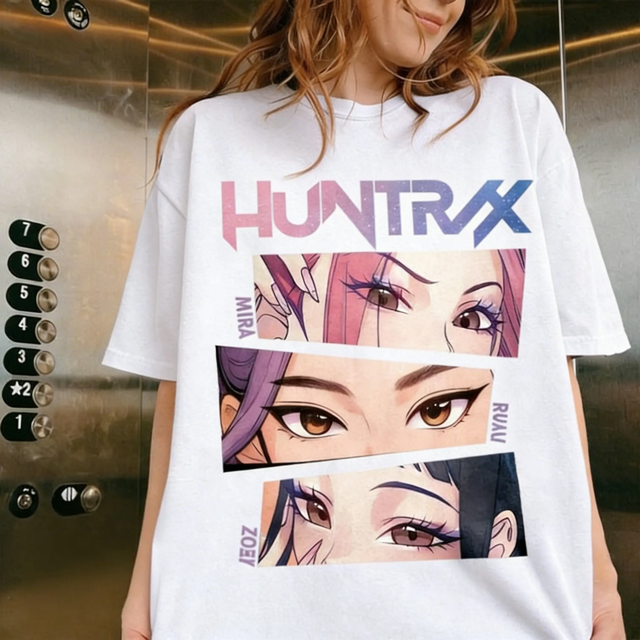 Kpop Huntrex 애니메이션 그래픽 티셔츠 여성 남성 2026 여름 캐주얼 반팔 스트리트웨어 귀여운 만화 트렌디 탑 어린이 ...