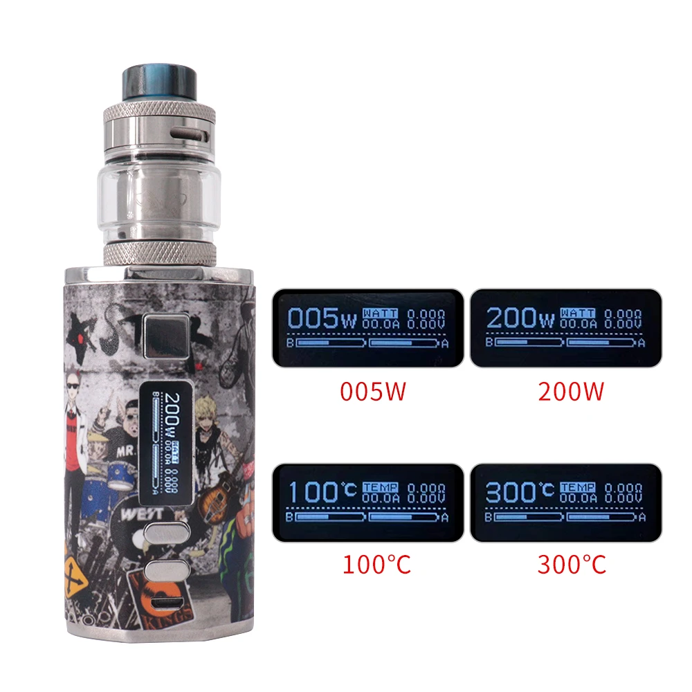 200w Box Mod Vape Kit Oled Screen Dead Rabbit Rta 5.0ml Dual Coils Pod ...