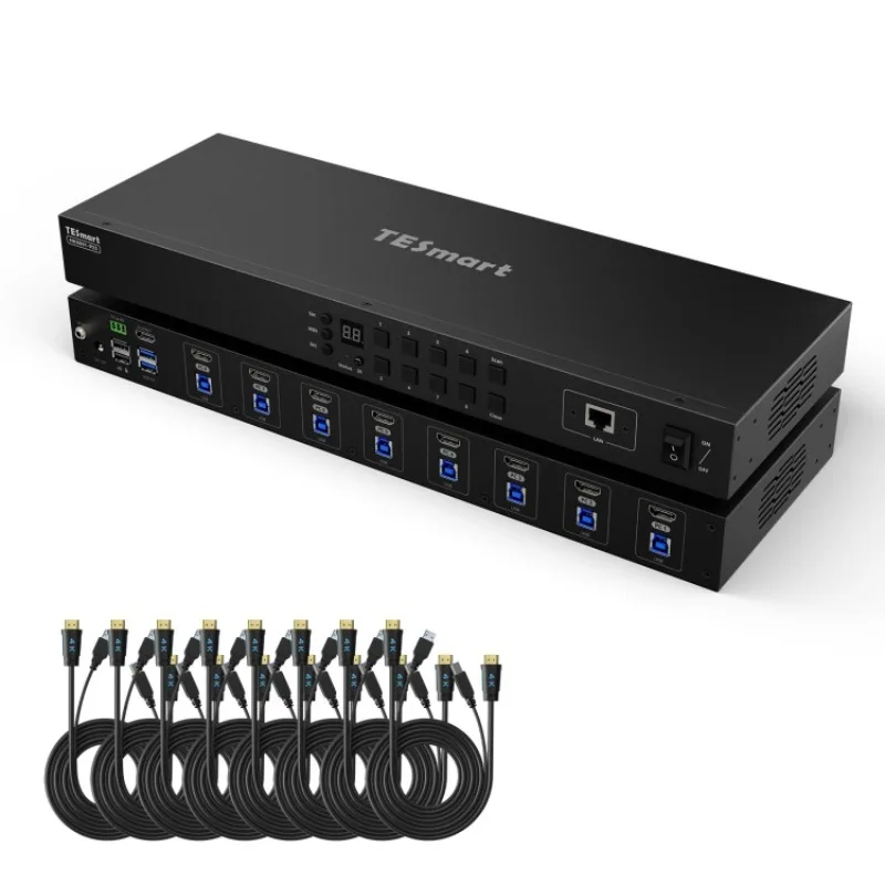 TESmart 8 Port KVM Switches Rackmount Control with Auto-scan Detect IR ...