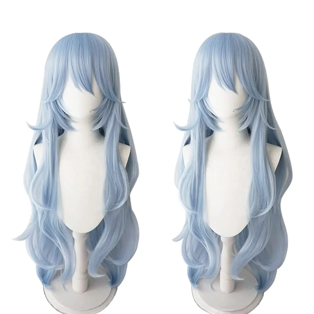 Rei Ayanami Anime Wig Costume Character Long Wavy Light Blue Party ...