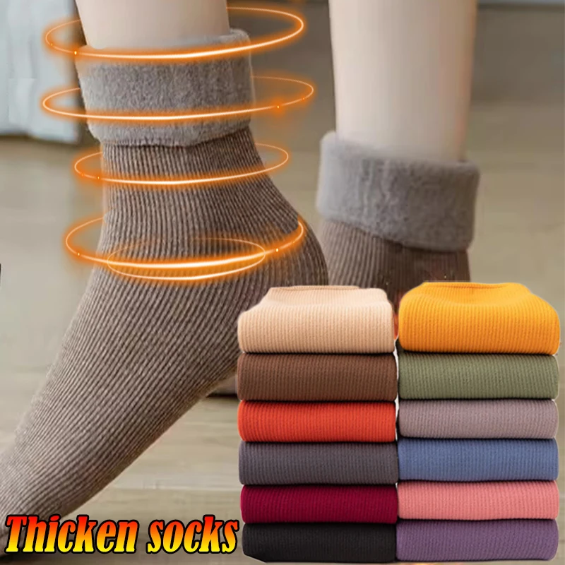 Women Winter Velvet Snow Boots Socks Warm Thermal Thicken Fleece Soft ...