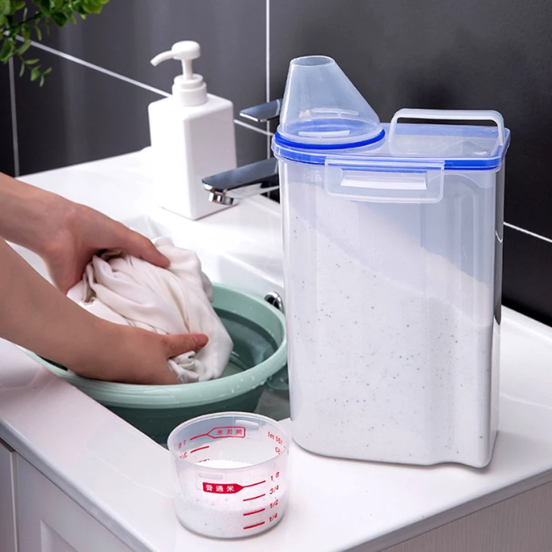 Washing Powder Storage Box Plastic Household Portable With Lid With ...