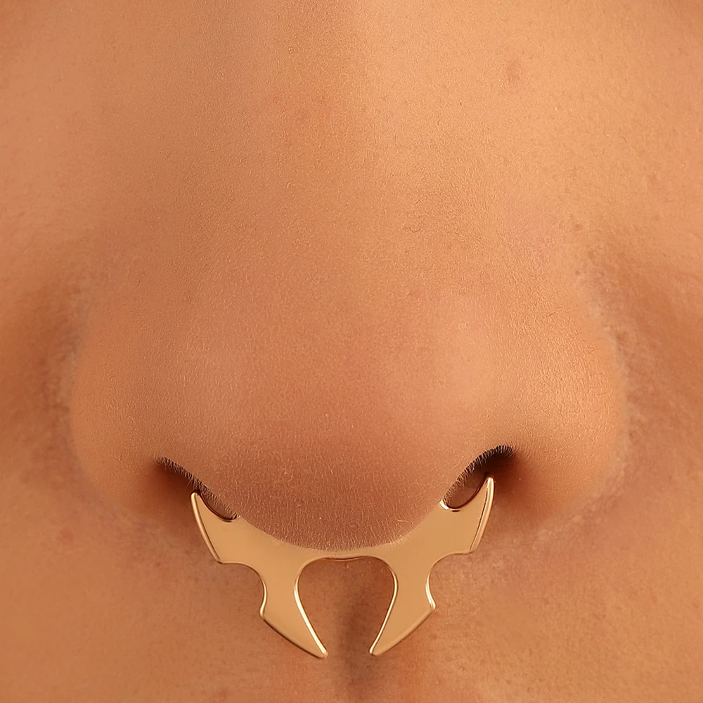 Bull Head And Horn Nose Clip Ring Men Women Fake Septum Piering Body ...