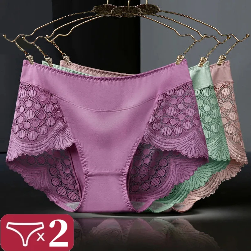 2pcs Lot Women Lace Panties Sexy Briefs Hollow Out Underpant Ladies 9510