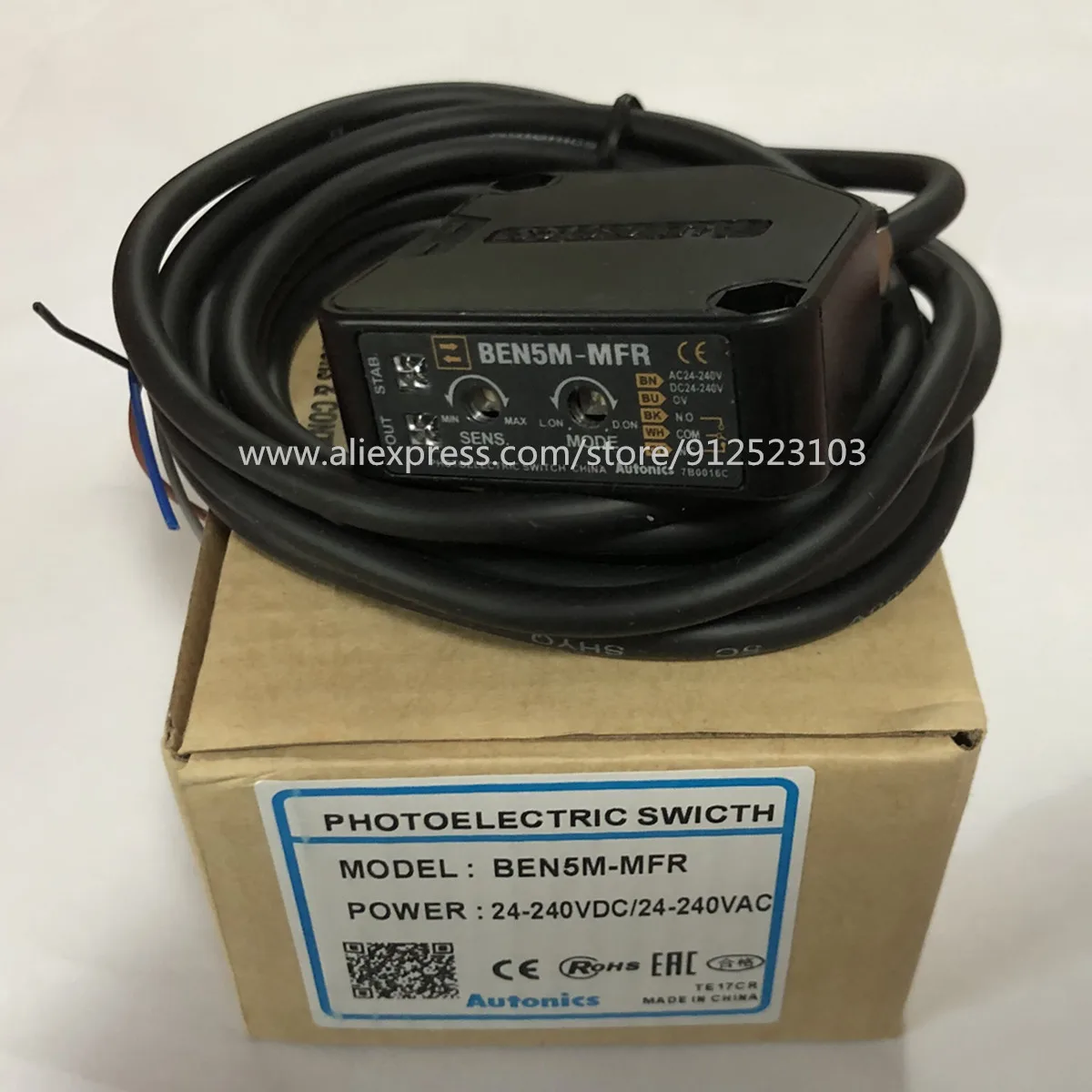 BEN5M MFR AC/DC Autonics Retroreflective Photoelectric Switch Sensor ...