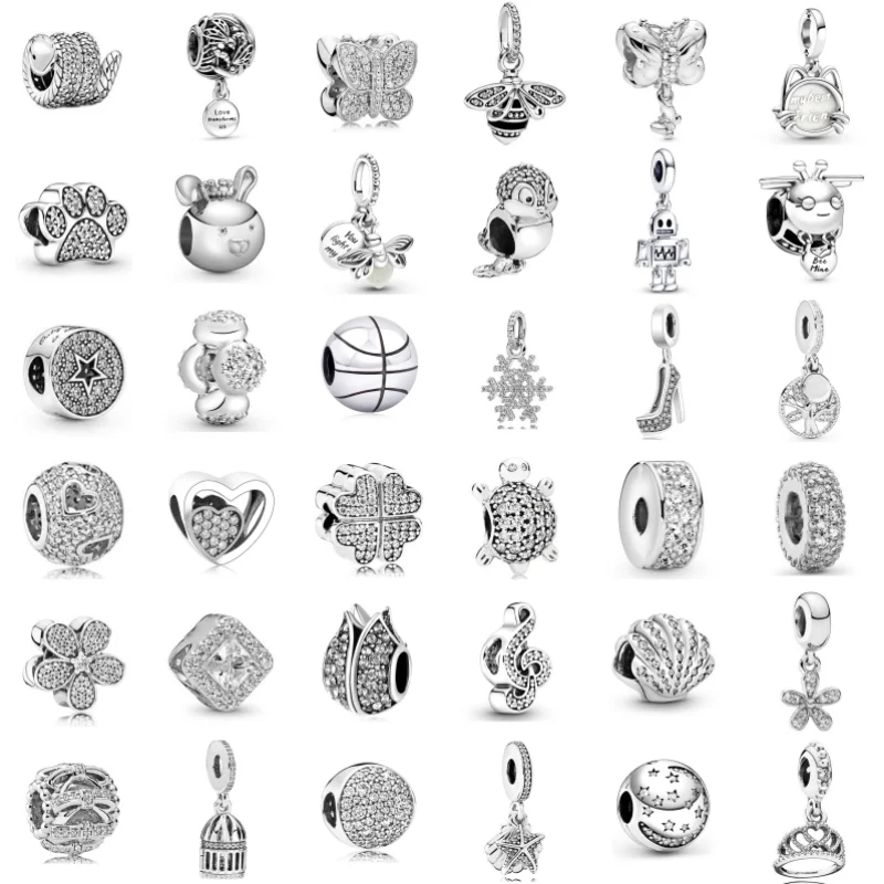 New-Diamond-Pendant-Robot-Snow-Flower-Charm-Beads-For-Pandora-Necklace ...