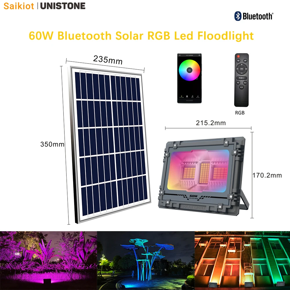 Saikiot-60W-100W-Solar-RGB-LED-Spotlight-Floodlight-Light-IP67-Waterproof-Bluetooth-Remote ...