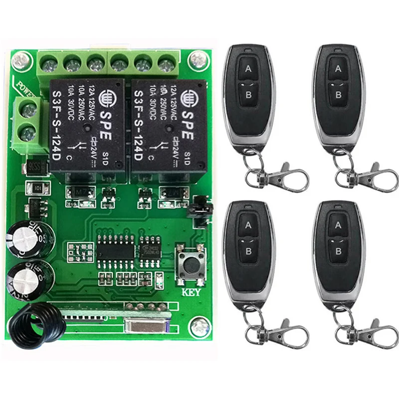DC24V-2CH-RF-Wireless-Remote-Control-Relay-Switch-Security-System ...