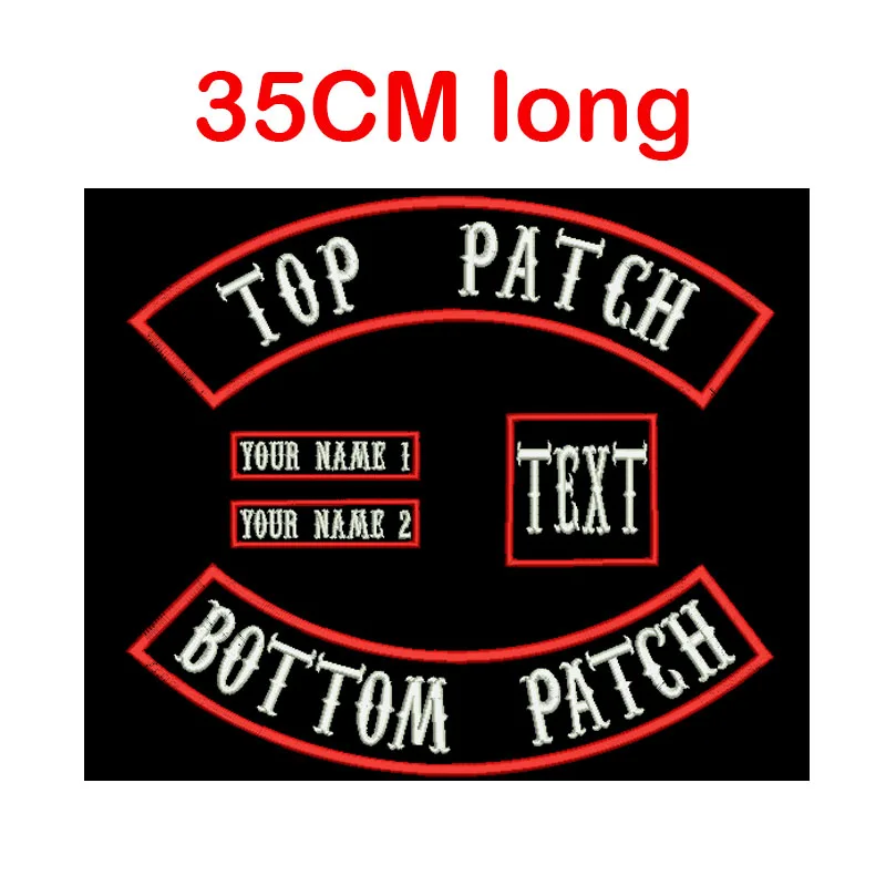 1 Set Custom Top&Bottom Small 2 Names MC Patch Embroidery 35cm Wide ...