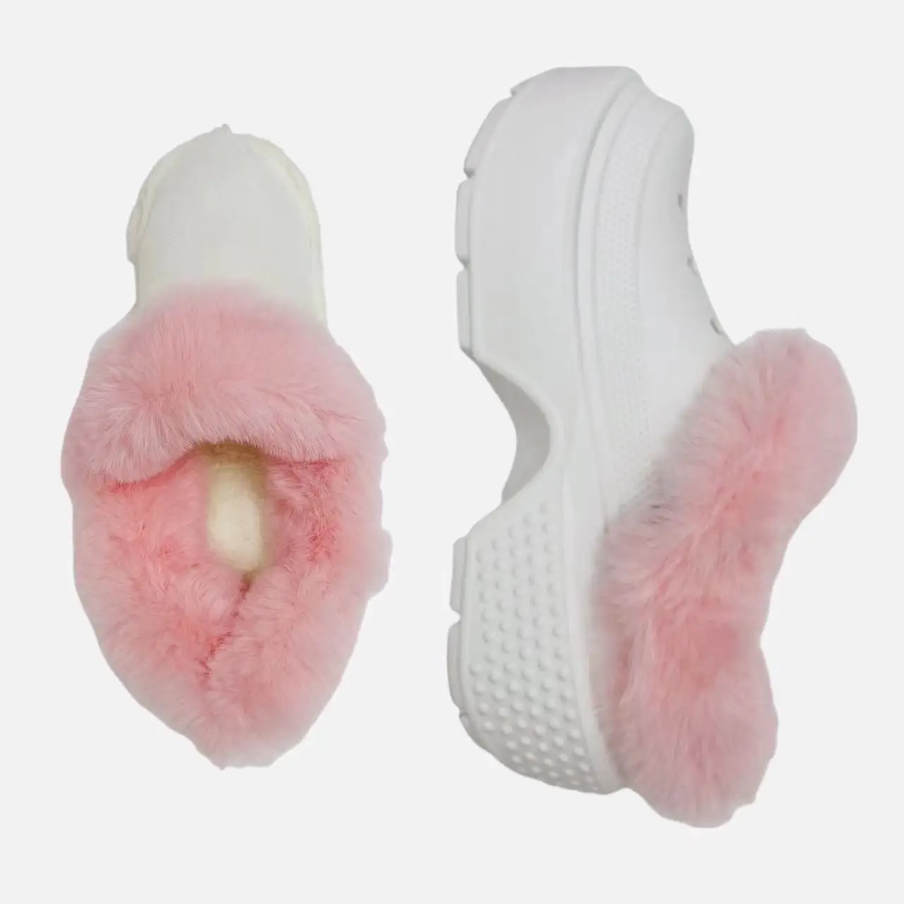 Winter Thicken Plush Shoe Covers Furry Inserts Fur Insoles Clogs Shoes ...