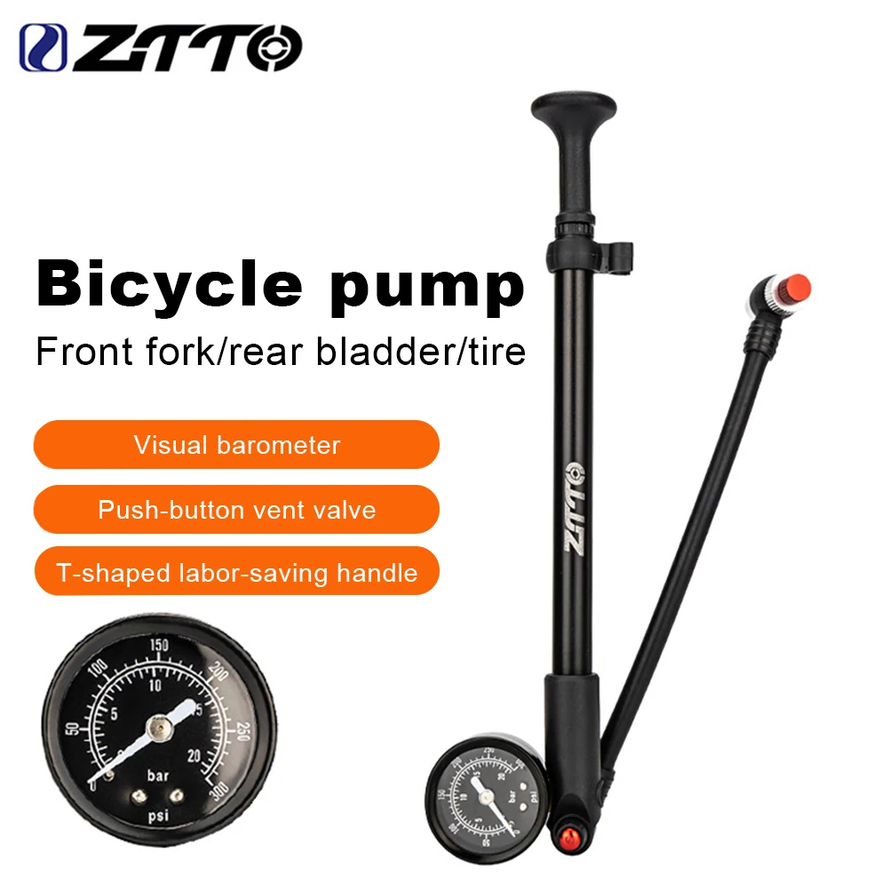 300PSI-Bicycle-Air-Pump-with-Gauge-MTB-Bike-Shock-Pump-High-Pressure ...
