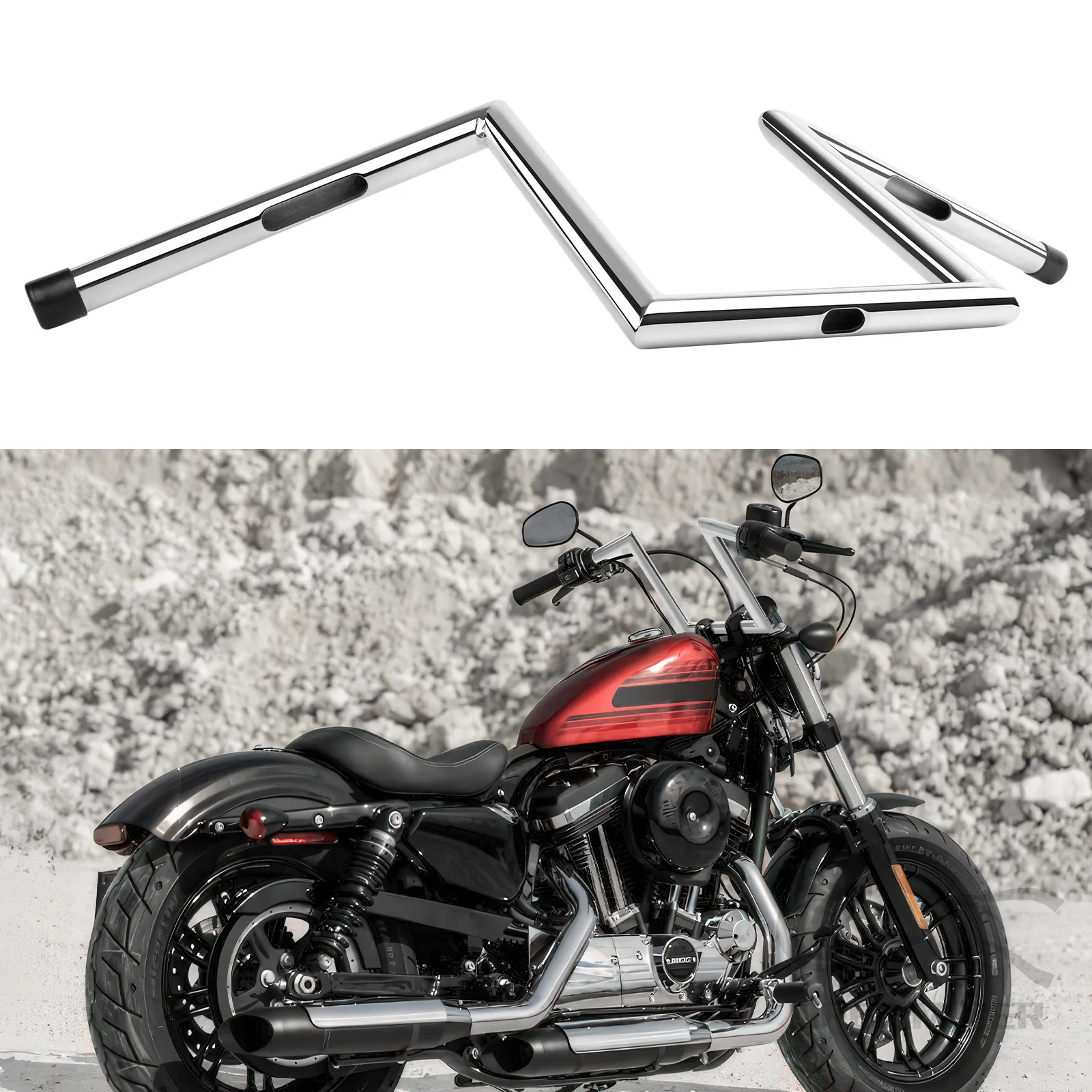 Manillar cromado de 1 "con barras Z para Harley Yamaha Suzuki Kawasaki ...